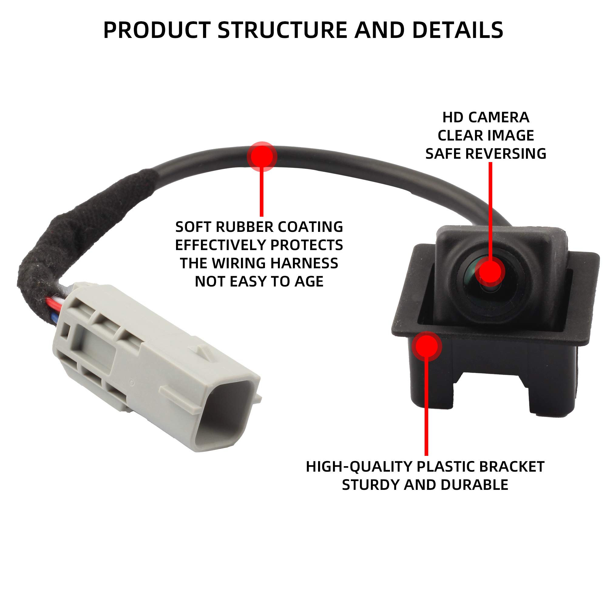 Dasbecan Rear View Backup Reversing Camera Compatible with Cadillac SRX 2010-2015 Replaces# 23205689 15926122 20910350 22915398