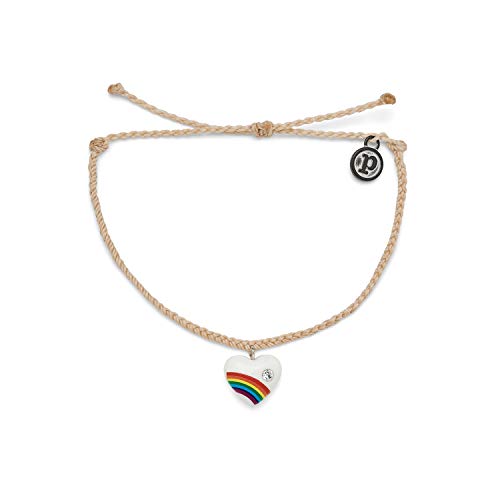 Pura Vida Silver Vintage Heart Bracelet - 100% Waterproof, Adjustable Band - Plated Brand Charm, Vanilla