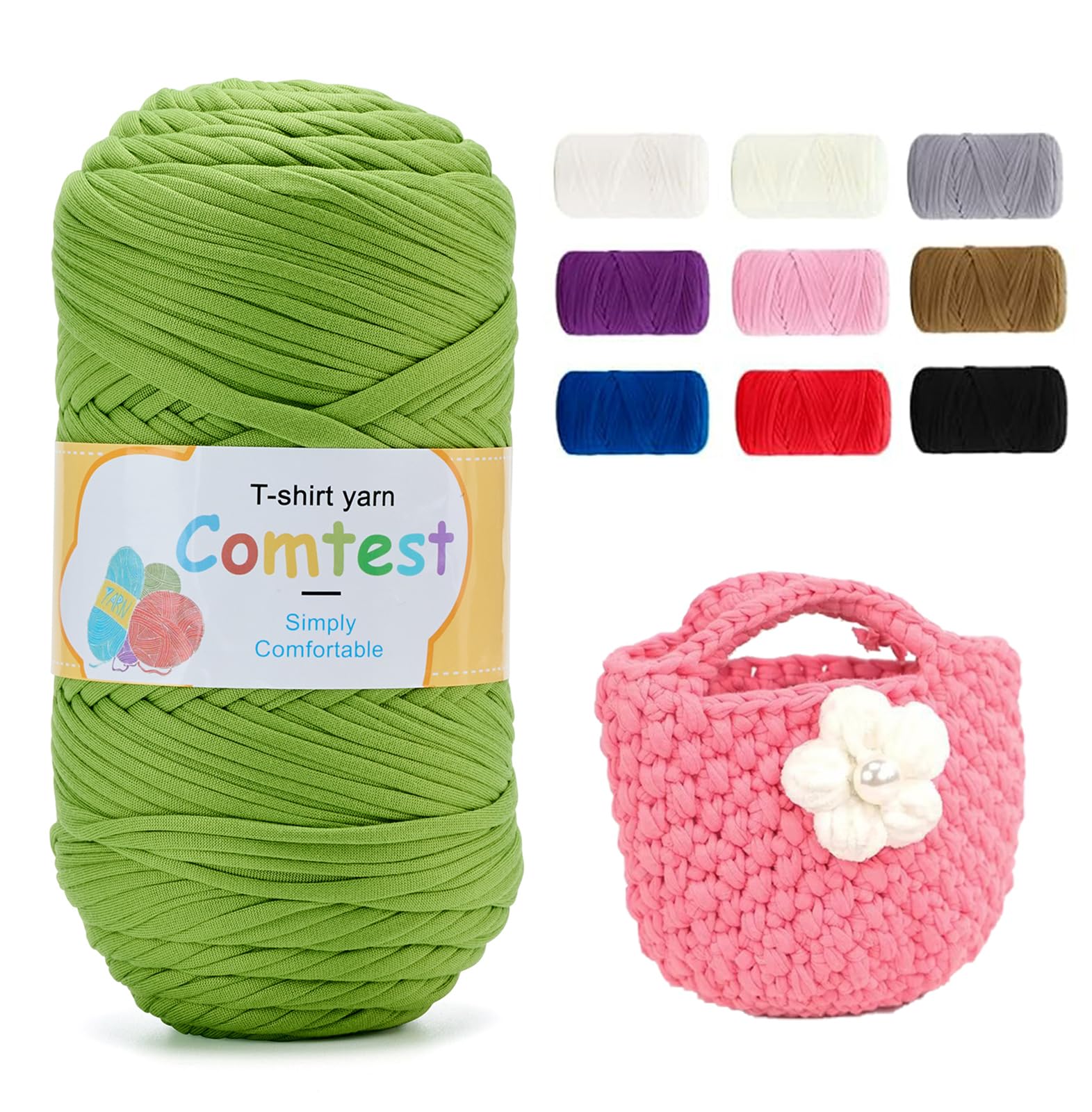 Comtest T-Shirt Yarn Knitting Yarn for DIY Bag Blanket Cushion Handmade Crochet Elastic Fabric Yarn 0.88Lb Grey
