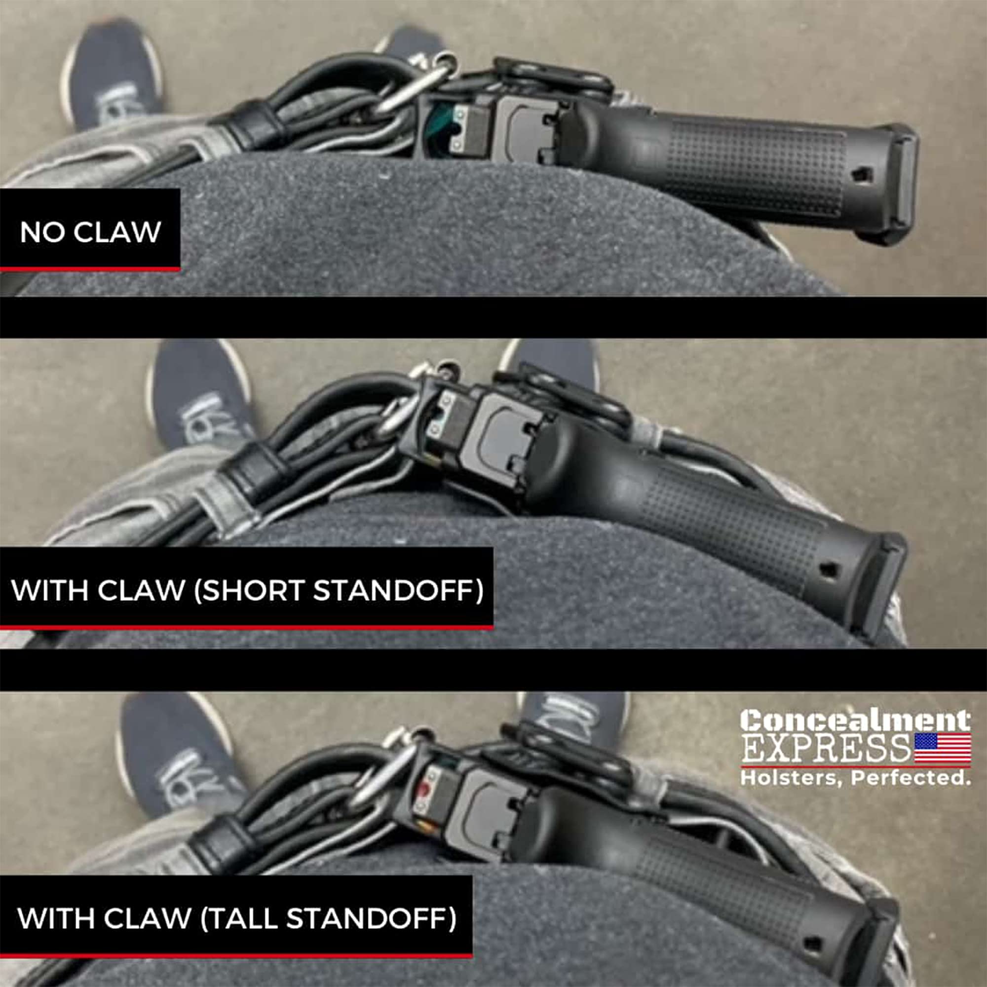 Concealment Express Holster Claw Kit - Made in The USA, for IWB & Tuckable Gun Holsters from Rounded by Concealment Express (Holster Not Included) - Fits Left & Right Hand - Holster Wing, Modwing