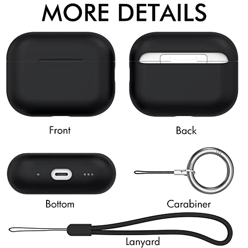 NIUTRENDZ AirPods Pro 2 Case Cover 2022 Slim Silicone Shock-Absorbing Protective Case with Lanyard [Front LED Visible] (Black)