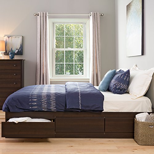 Prepac Mate's King 6-Drawer Minimalist Platform Storage Bed, Contemporary King Bed with Drawers 81.5" D x 78.5" W x 18.75" H, Espresso, EBK-8400-K