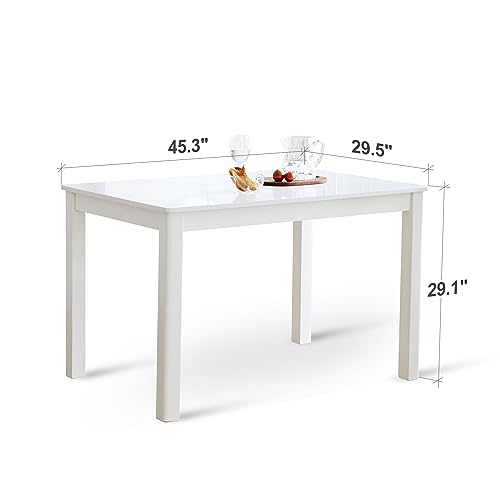 Livinia 4 Piece Cabin Wooden Dining Room Table Set with 2 Ladder Back Chairs and Bench (White)