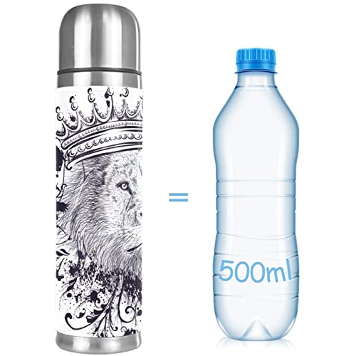 Lion King Stainless Steel Water Bottle, Leak-Proof Travel Thermos Mug, Double Walled Vacuum Insulated Flask 17 OZ