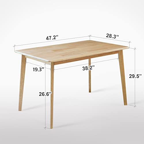 Livinia 5-Piece Dining Table Set, Canberra 47.2" Table (Natural-Oak) Cabin Chair (Natural) Set for Four
