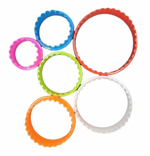 Handy Housewares 6pc Dual-Sided Biscuit/Cookie Dough Cutter Set, Straight Round and Scalloped Flower Edged, Dishwasher Safe (1 Set)