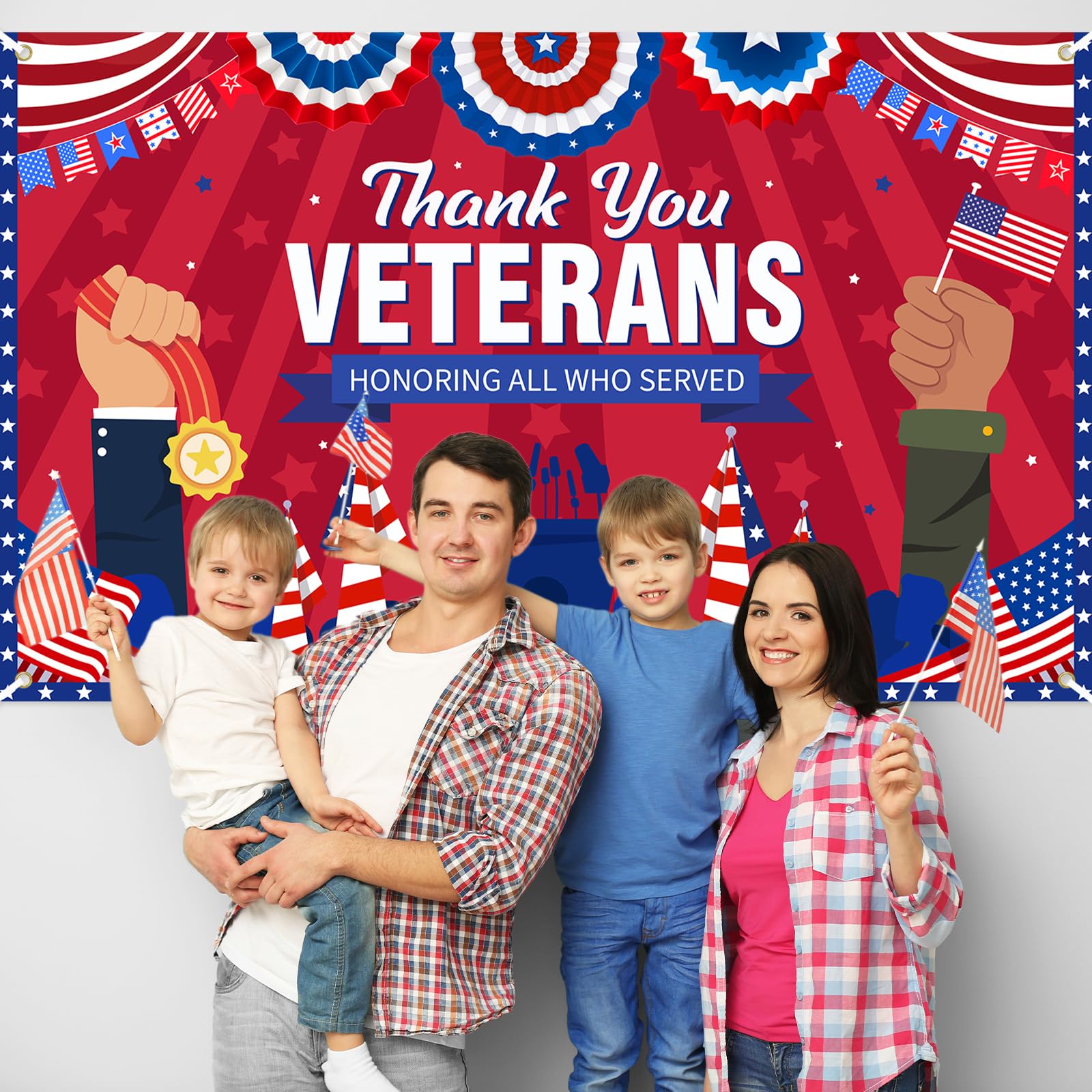 Lecheme Veterans Day Backdrop 6x4ft Thank You Veterans Day Banner Honoring All Who Served Patriotic Backdrop Veterans Day Decorations Photo Background