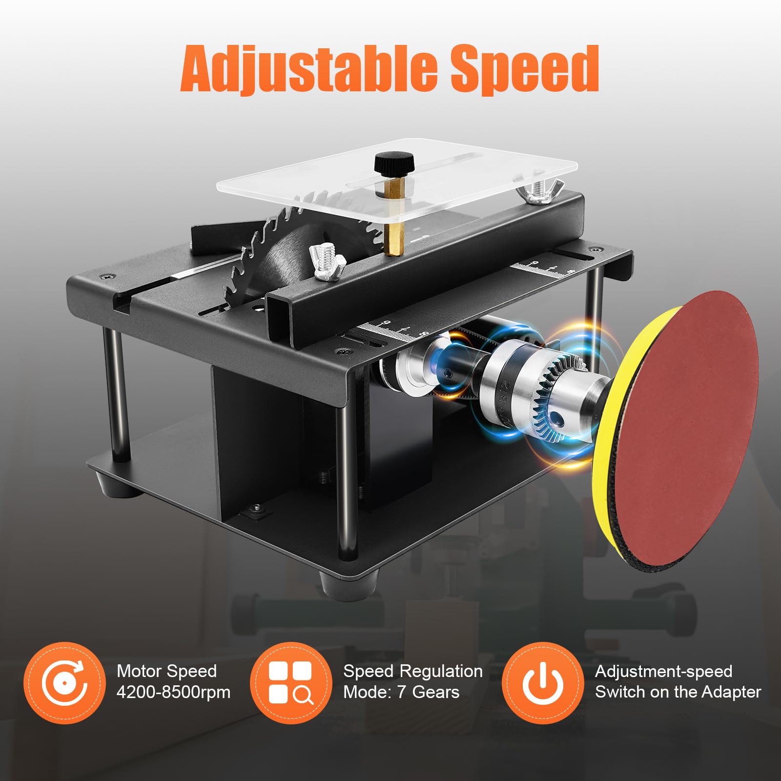 Mini Table Saw, 200W 8500RPM, Small Desktop Multi-Functional Cutting Bench for Precision Cut Metal Miniature Wood Plastic Acrylic