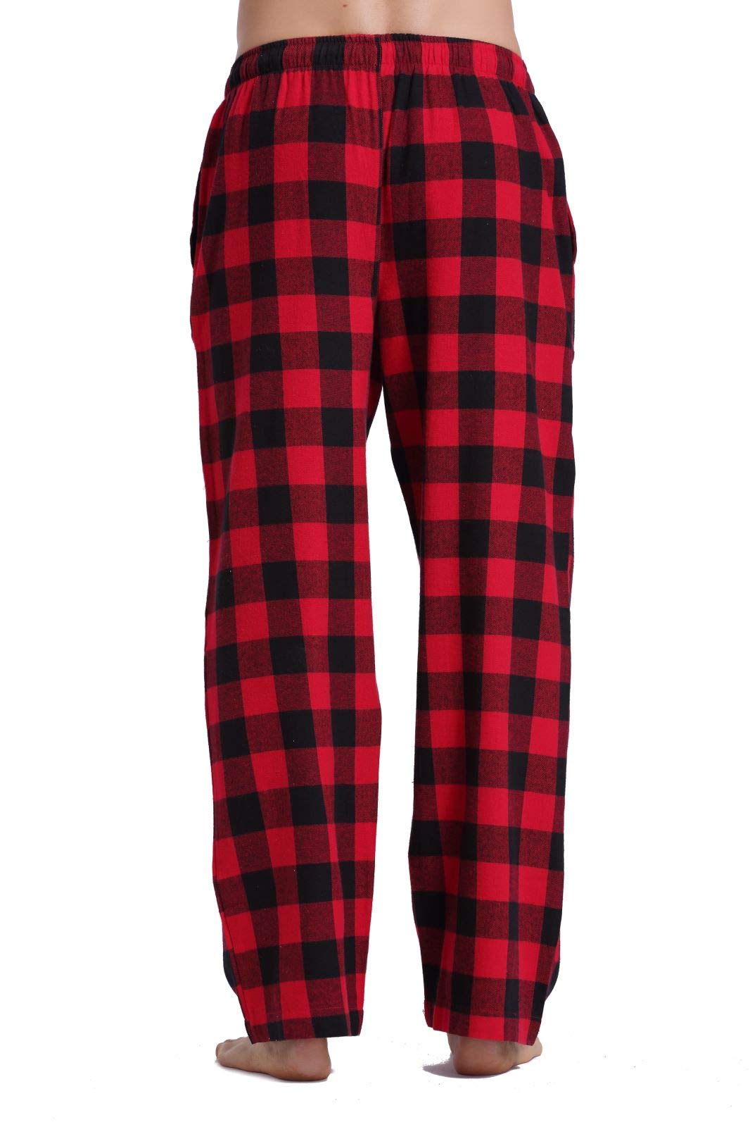 CYZ Men's 100% Cotton Super Soft Flannel Plaid Pajama Pants-BlackRedGingham-L