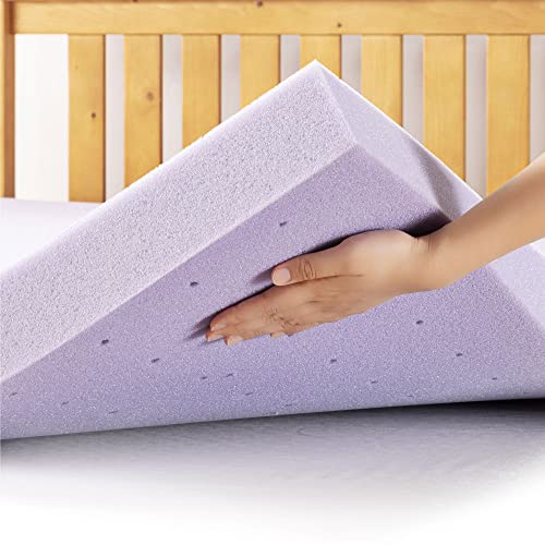 Mellow 3 Inch Ventilated Memory Foam Mattress Topper, Soothing Lavender Infusion, King