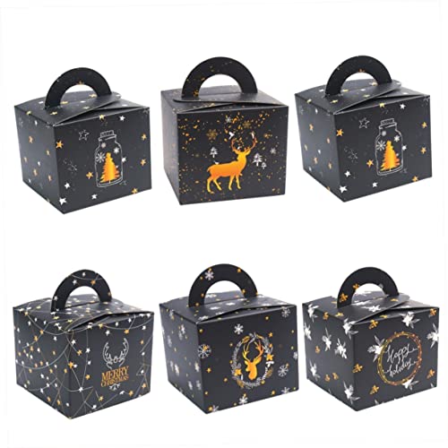 COHEALI 12pcs Christms Gift Boxes Party Favor Boxes for Christms Chocolate Candy Box for Christms Christmas Star Deer Black Christms Candy Box Candy Wrap Box