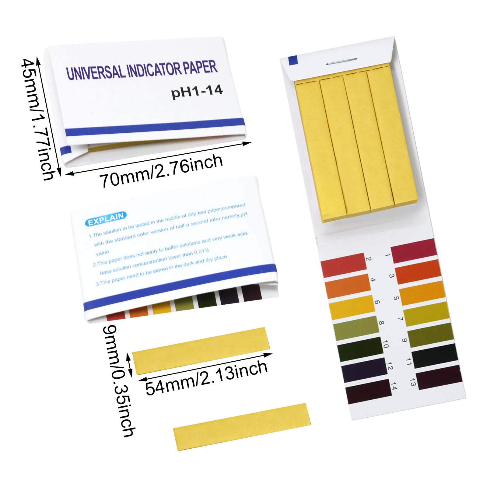 Honbay 10 Pack 800 Pieces PH Test Strips Universal Litmus Indicator Full Range 1-14 pH Testing Paper Universal pH Test Litmus Paper pH Testing Strips for Water Wine Saliva Urine Soil Food Fish Tank