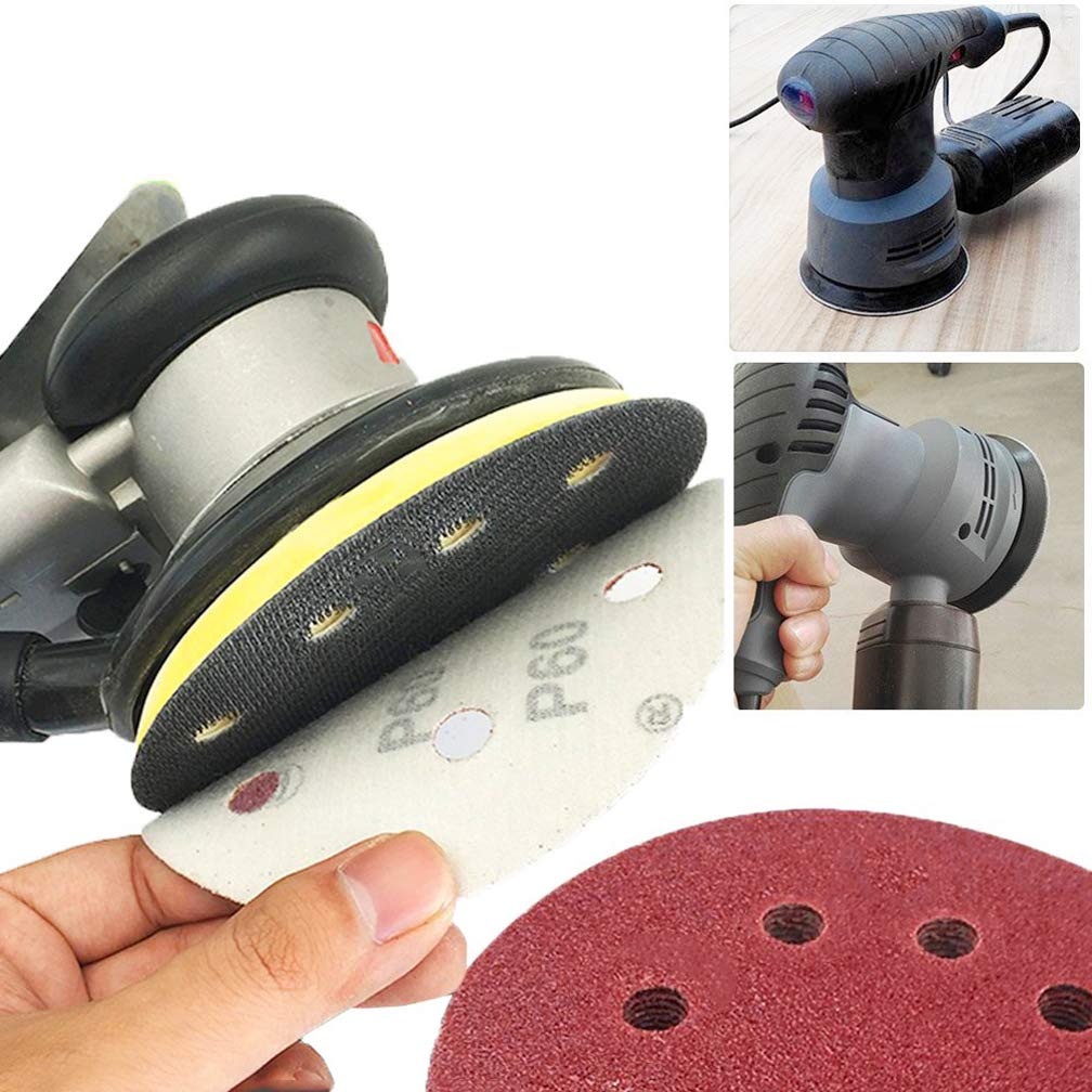 Viaky 80 Pcs 5 Inch 8 Holes Sanding Discs Pads Hook and Loop, Orbital Sander Replacement Pad, Round Sand Paper 40/60/100/120/180/240/320/400 Grits for Power Orbit Sanders
