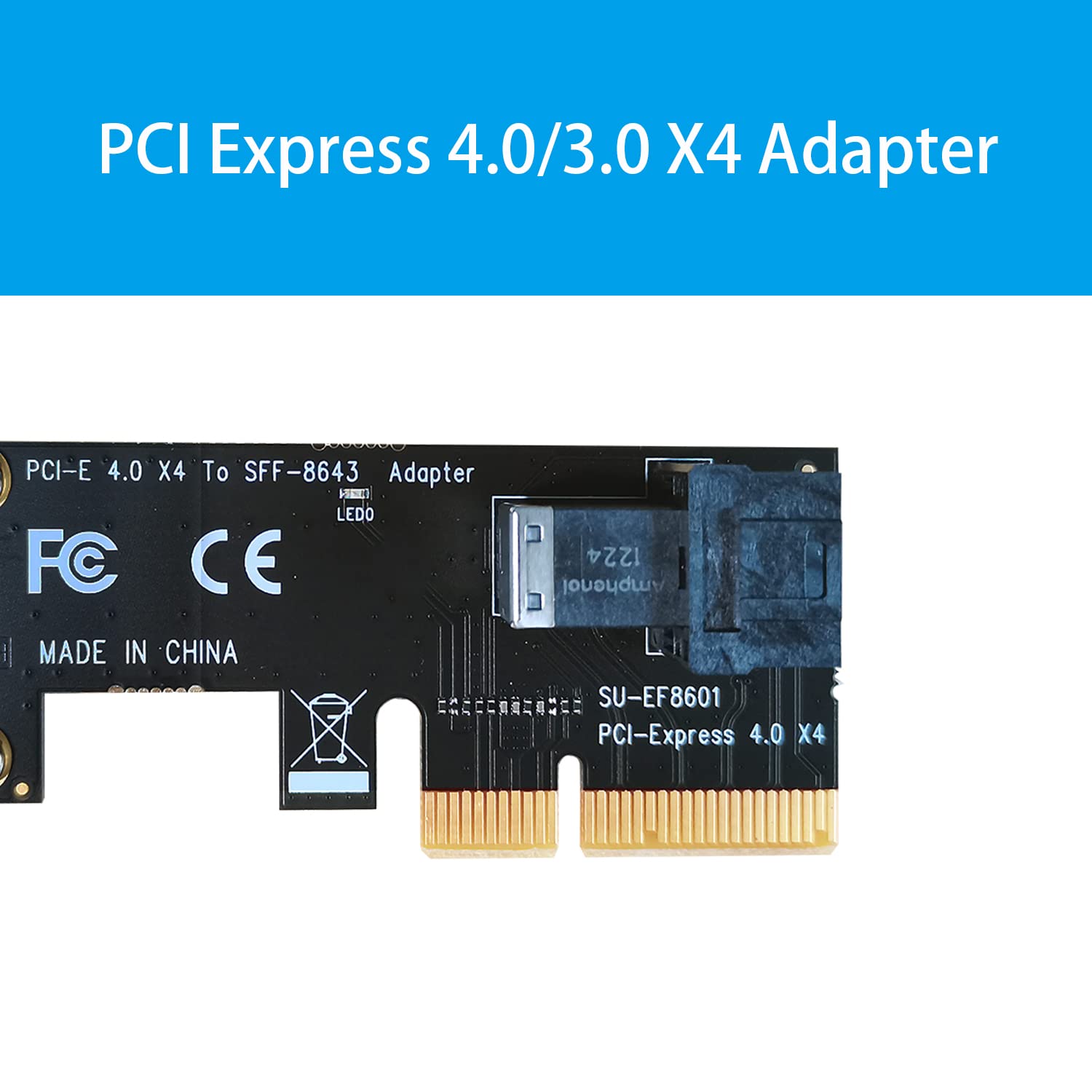 GLOTRENDS PCI Express 4.0/3.0 X4 Host Adapter Card with SFF-8643 Mini-SAS HD 36Pin Connector for U.2 (SFF-8639) PCIe SSD, Support Intel 750 2.5 inch U.2 SFF SSD