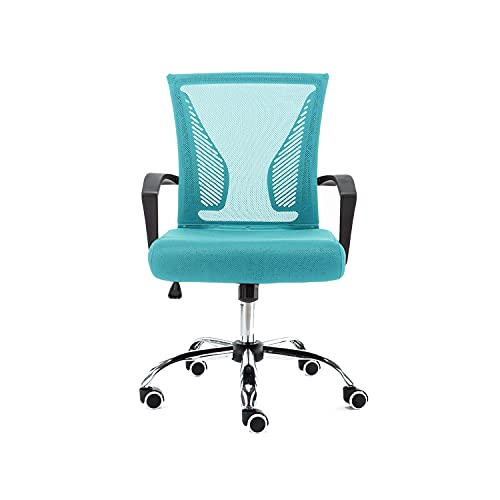 Modern Home Zuna Mid-Back Office Task Chair - Ergonomic Back Supporting Mesh Back Desk Chair (Black/Aqua)