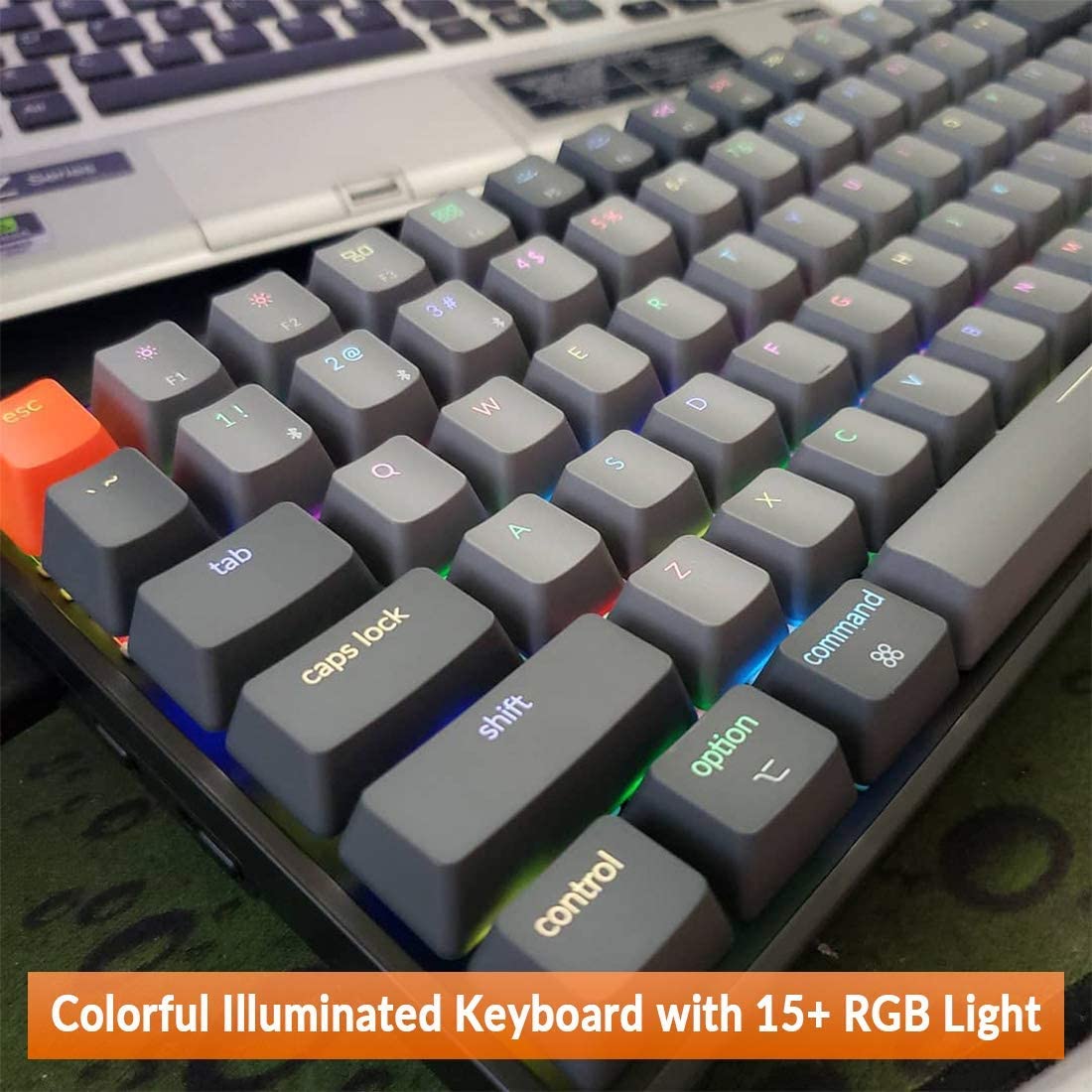 Keychron K2 Version 2 Gaming Mechanical Keyboard Wireless/Wired, 75% Layout Compact 84 Keys Bluetooth Keyboard with RGB Backlit, N-Key Rollover, Gateron G Pro Brown Switch for Mac Windows