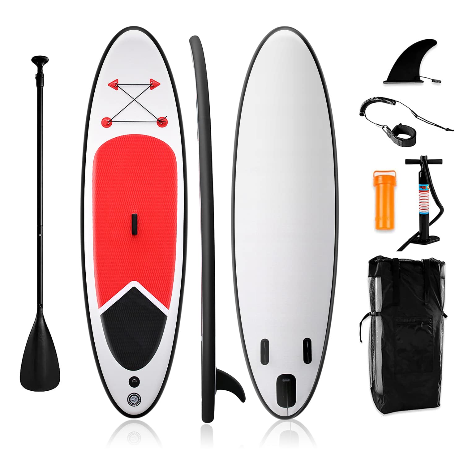 Dattdey Inflatable Paddle Board - 10 FT Stand Up Paddle Board Inflatable,Paddleboard Inflatable with Sup Paddle Board Accessories (Red)