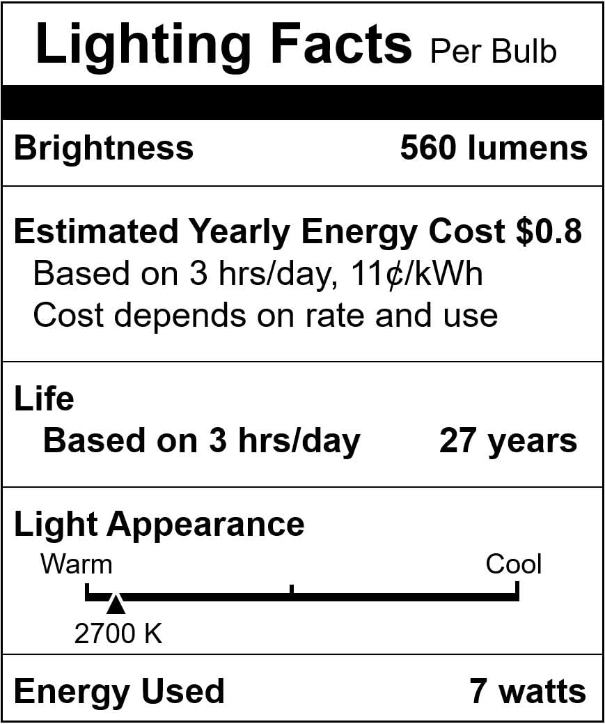 Simba Lighting LED Candelabra E12 Base G14 Small Globe 7W 60W Replacement Light Bulb (6 Pack) for Ceiling Fan, Chandelier, Vanity, Round A15 Frosted White Cover, Non-Dimmable, 2700K Warm White