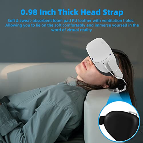 HiBloks Head Strap with Battery for Meta/Oculus Quest 2,5000mAh Power Bank with Elite Strap for Extend 3hrs Playtime, High Speed Charging VR Power, Adjustable Head Strap for Enhanced Support