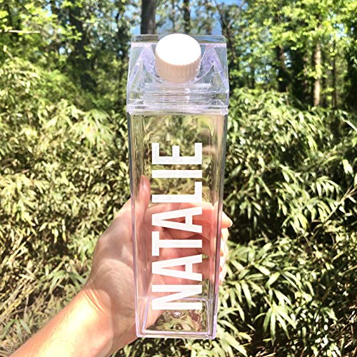 TIPSY UMBRELLA Clear Milk Carton Water Bottle (4PACK) - BPA Free Child Friendly - Environmentally Reusable β Milk Carton Shaped Water Bottle β Juice/Boba Tea Bottle β 17oz