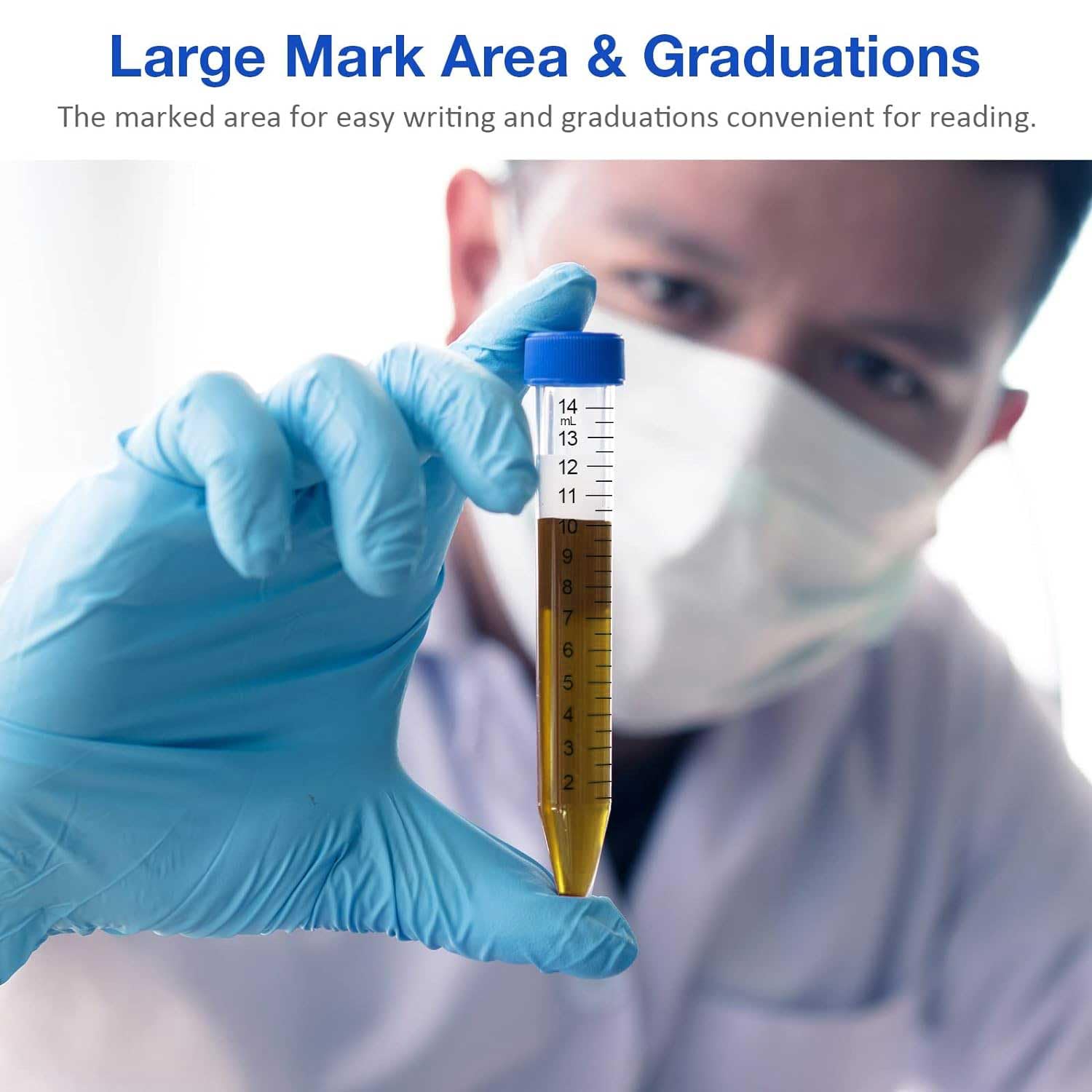 SimPure Centrifuge Tubes 15mL, Conical Tubes Sterile 50 PCS, Polypropylene, Leak-Proof Screw Caps, Plastic Container with Graduated and Write Marks, Non-pyrogenic, DNase/RNase Free, Human DNA-Free