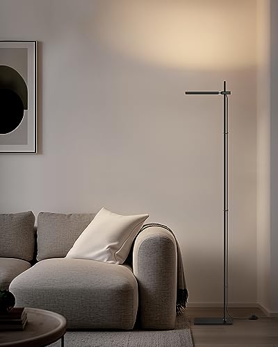 VISDANFO Modern Floor Lamp, 360 Degree Rotation Sky LED Floor lamp Office Lighting, Bright LED Standing Pole Light, Tall Lamps for Living Room,Bedroom,Reading,Study Room (Black)