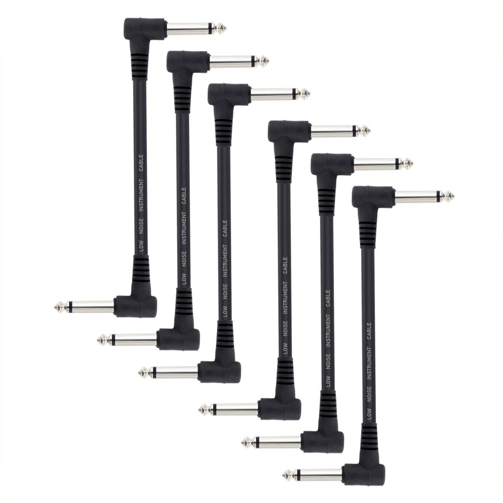 Dalonfy Guitar Effect Pedal Cables 6 Inch -1/4 Instrument Cables for Effect Pedals Right Angle Patch Cable Right Angle Pedal Cable Kit