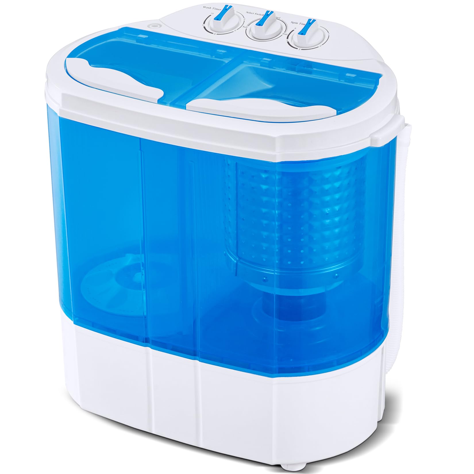 Congermom Portable Twin Tub Washing Machine 15 lbs Capacity Washer and Dryer, 2 In 1 Compact Laundry Machine w/Washer and Spinner Combo and Gravity Drain Pump for Apartment,Dorms,RV Camping