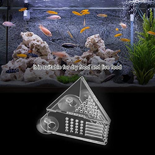 Pssopp Aquarium Cone Red Worm Feeder Fish Tank V-Shape Brine Shrimp Feeder Acrylic Fish Feeding Cup with Suction Cups and Tweezer