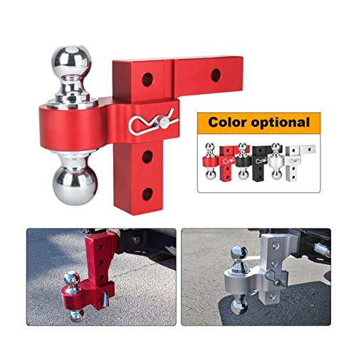 Kamivovo Adjustable Trailer Hitch, Fits 2-Inch Receiver, 6-Inch Drop Hitch, Tow Hitch Aluminum Forged Shank, 2 Inch & 2-5/16 Inch Balls with Double Lock Pins (Red)