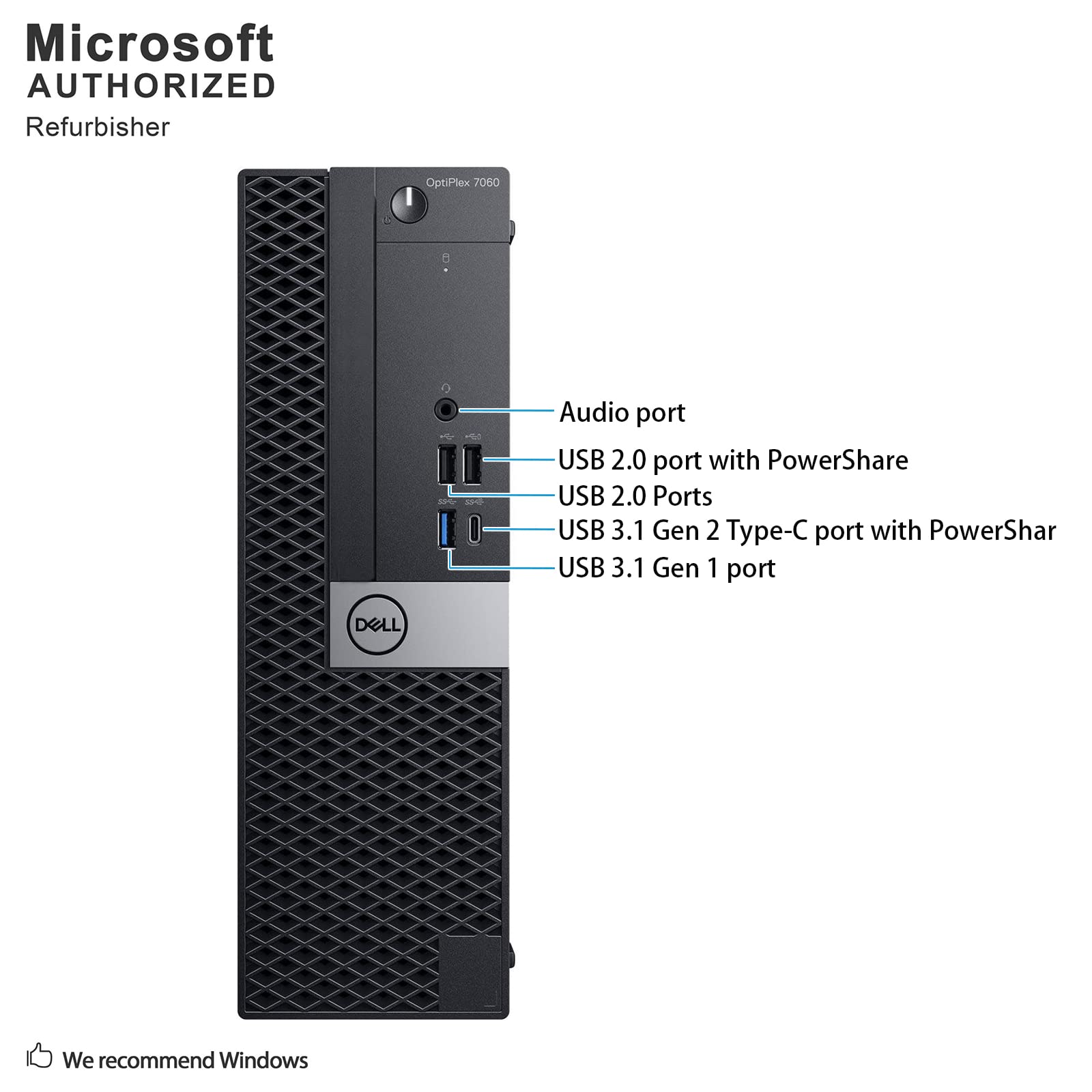 Dell OptiPlex 7060 SFF High Performance Desktop Computer, Intel Six Core i5-8500 up to 4.1GHz, 16G DDR4, 256G SSD, WiFi, BT, 4K Support, DP, Windows 10 Pro 64 Bit English/Spanish/French(Renewed)