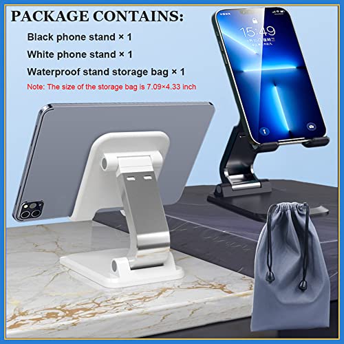 scorking 2-Pack Foldable Cell Phone Stand for Desk, Portable Phone Holder iPhone Stand with Storage Bag, Height & Angle Adjustable Desktop Phone Cradle Mount Dock iPad Stand Tablet Holder
