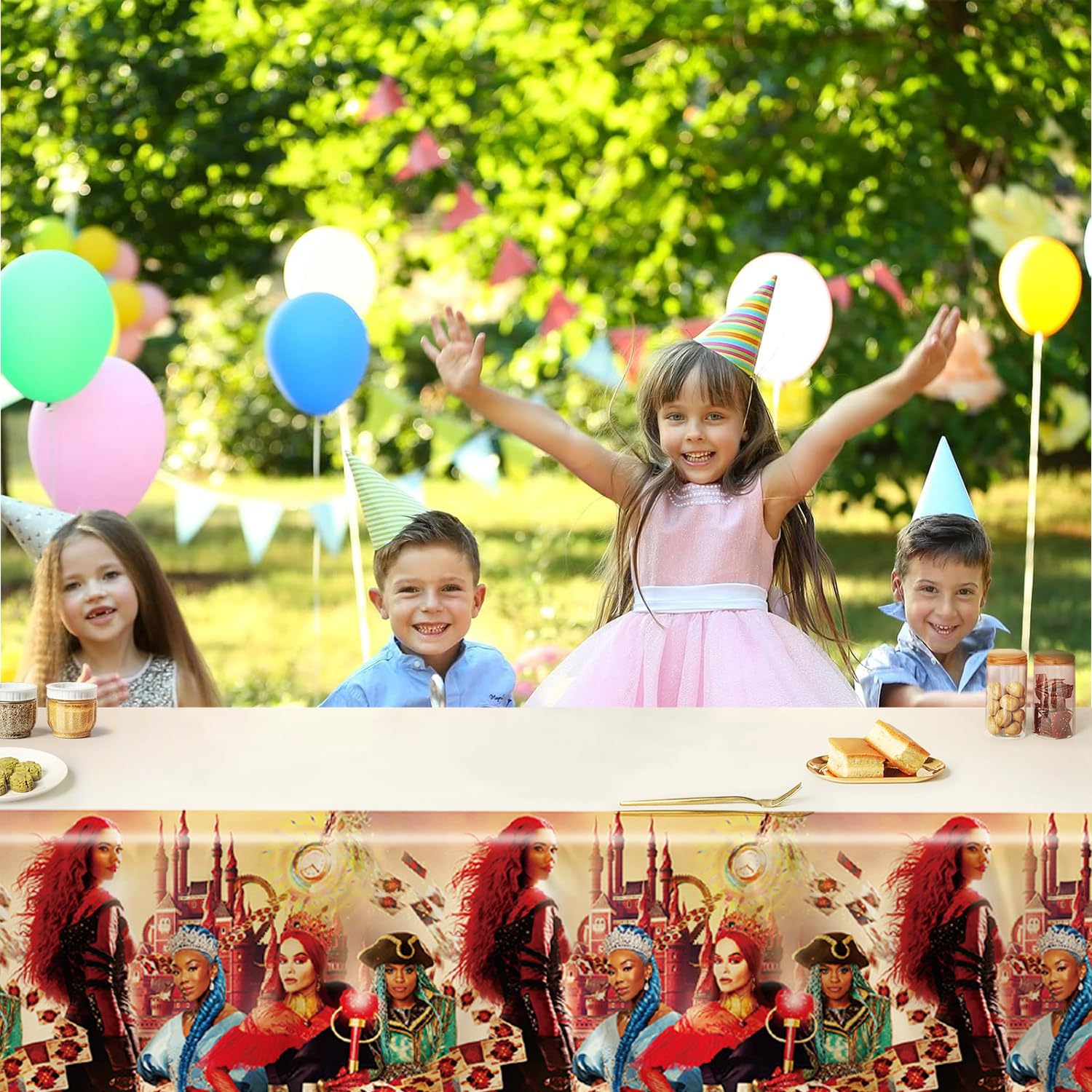 Omto 2Pcs Descendant Tablecloth Disposable Tablecover Birthday Party Supplies and Decorations for Kid Boy Baby Shower Rectangle Tables 70"X42",2 Pack