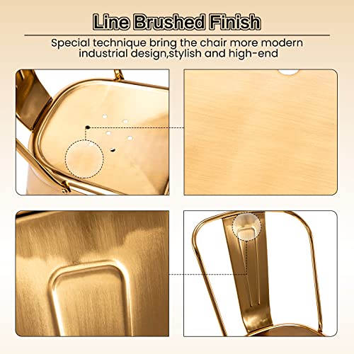 MFD LIVING 18 Inch Metal Dining Chair, Indoor Outdoor Patio Chair with Rustless, Stackable Chair for Restaurant Dining Room Chair Set of 4 (Gold)