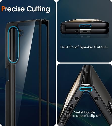 Z Fold 5 Case for Samsung Galaxy Z Fold5 5G, Slim Ultra-Thin Crystal Clear Acrylic PC Back Cover [Hinge][Transparent] Soft Silicone Bumper Full-Body Shockproof Protective Cases for Samsung Z Fold 5 5G