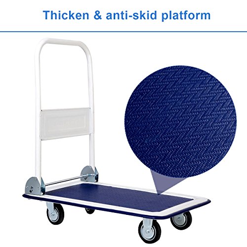 Goplus Folding Platform Cart 330LBS Rolling Flatbed Cart Hand Platform Truck Push Dolly for Loading