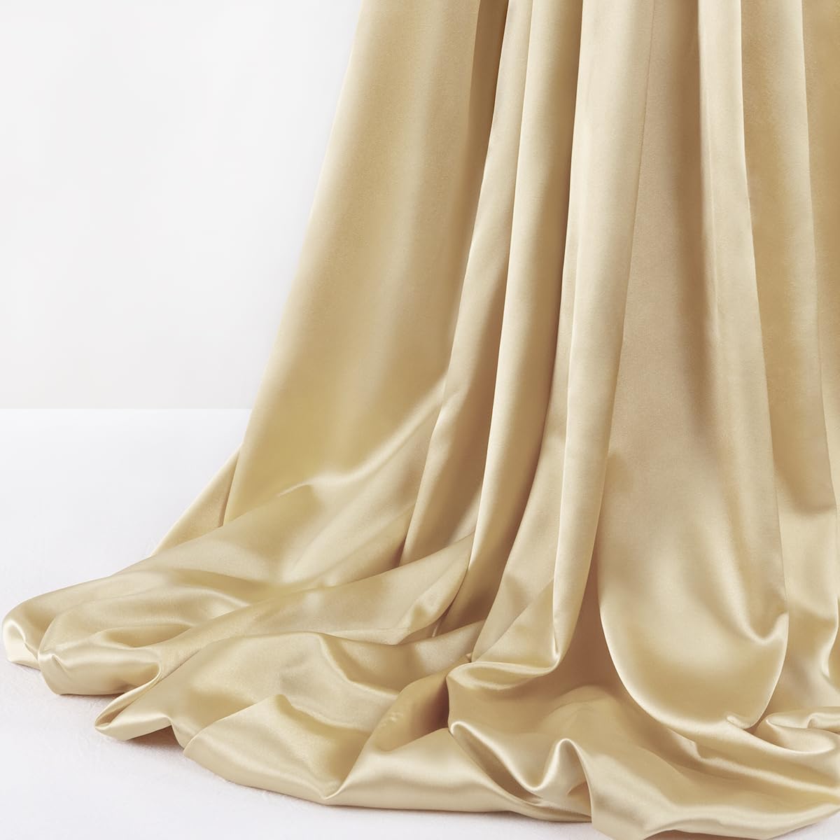 MLMW Christmas Champagne Satin Fabric 3 Yards 60" Wide Silky Charmeuse Satin Fabric by The Yard Continuous Fabric for Halloween Wedding Dress, Thanksgiving Party Decorations, Sewing, Backdrop