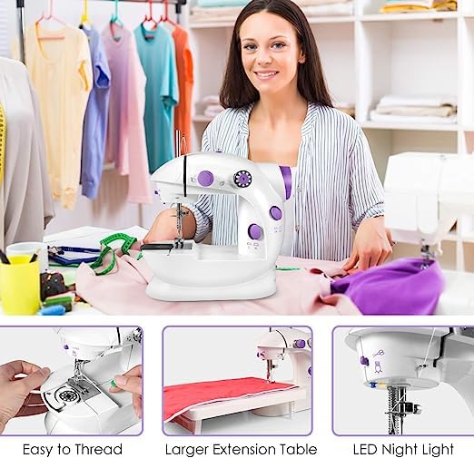 Sewing Machine Mini Portable Electric Dual Speed Sewing Device Hand Held Electric Sewing Machine with14 PCS Sewing Kit for Beginner DIY Household, Travel(Light, Safety)