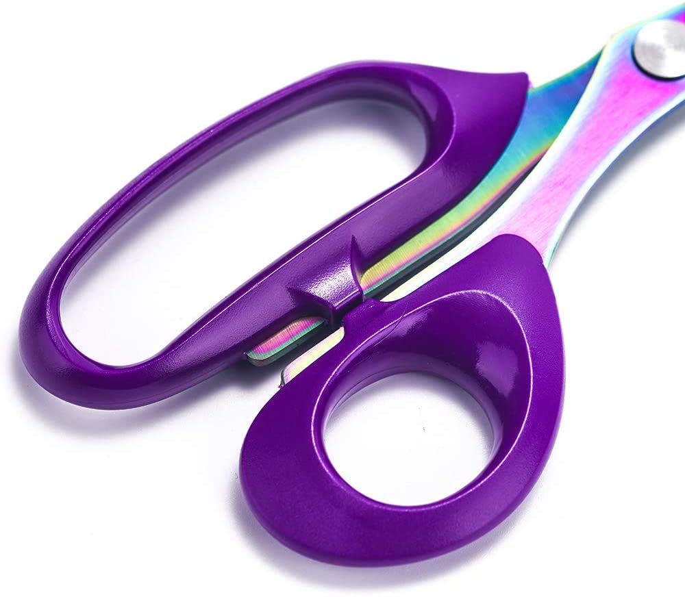 SIRMEDAL Rust-proof Titanium Coated Stainless Steel Multipurpose 8” Rainbow&Purple Scissors Fabric Textile Dressmaking Craft Office Home Daily Use