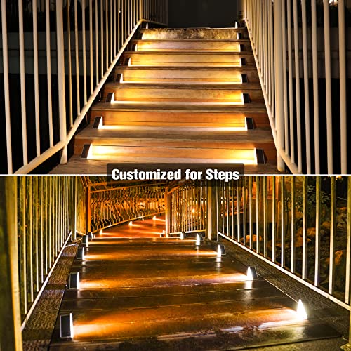 VOLISUN Solar Stair Lights 6 Pack, Solar Step Lights Outdoor Waterproof IP67, Outdoor Step Lights, Solar Outdoor Lights Decor for Garden Stair, Deck, Front Step, Front Porch and Patio (Warm White)