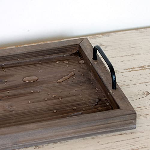 Juleduo Rustic Wooden Serving Trays with Handle-Set of 2-Decorative Nesting Food Board Platters 4 Coasters,for Breakfast Kitchen Ottoman Coffee Table