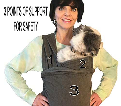 Puppy Pouch Pet Carrier Sling | Front | Adjustable Hands Free Front Facing Dog Pouch | Relieves Your Pet's Anxiety and Stress (Dark Grey)