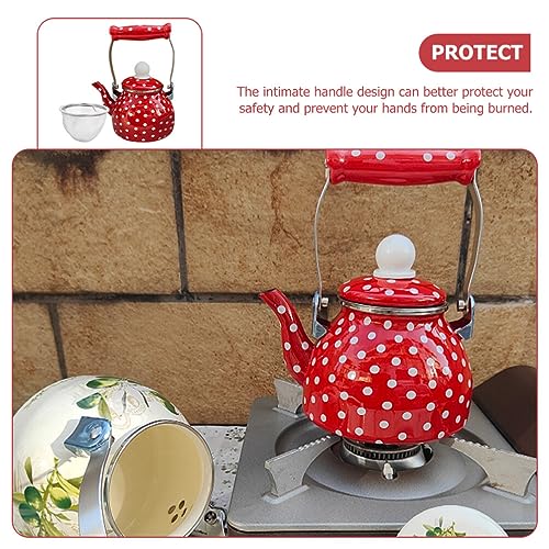 Luxshiny Enamel Kettle ceramic kettle flowering tea pot loose leaf tea kettle tea leaf infuser tea infuser pot enamel tea pot loose leaf teapot wear-resistant stove kettle universal milk