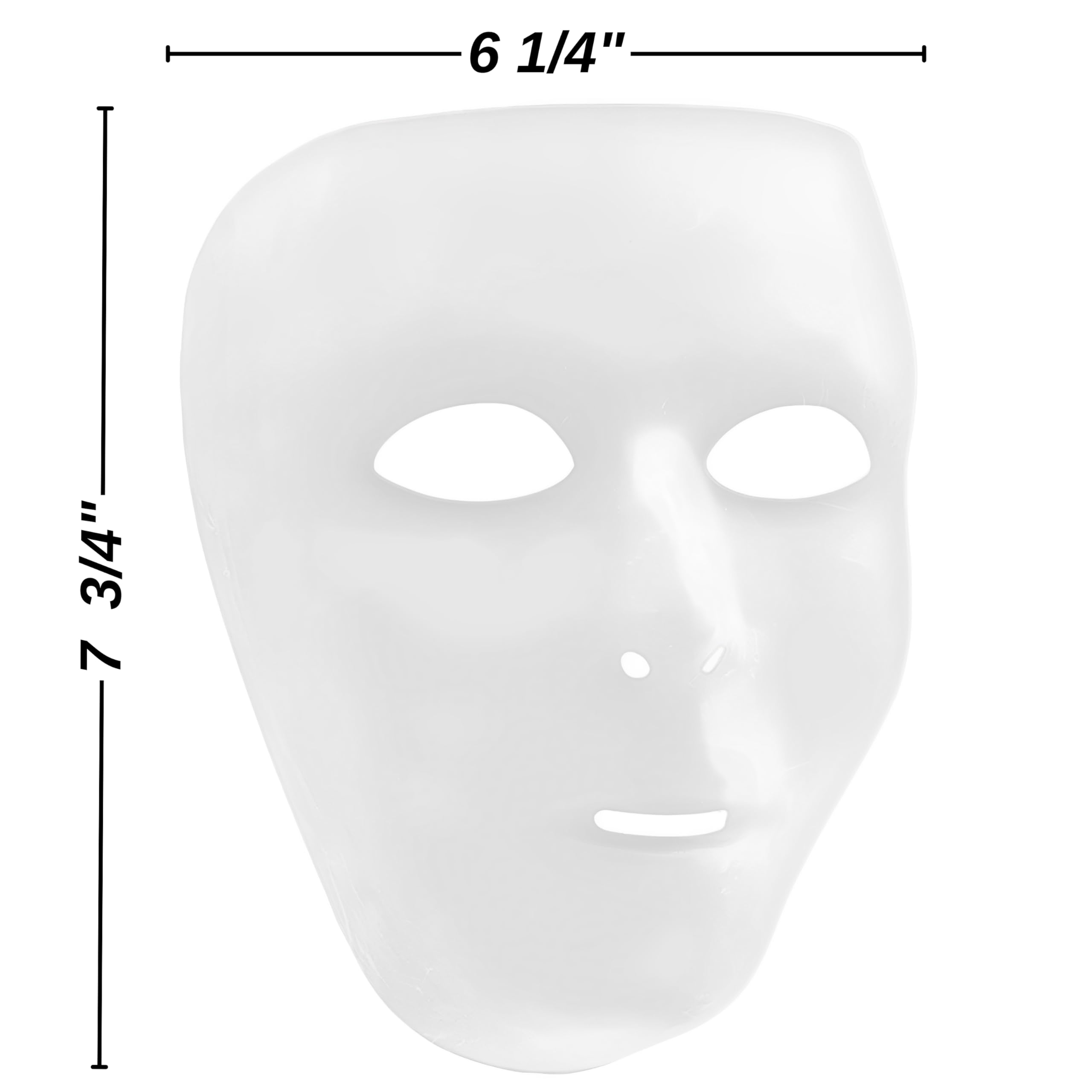Dazzling White Full Face Plastic Mask (6.25" x 7.75") - 1 Pc - Perfect for DIY Projects & Themed Parties