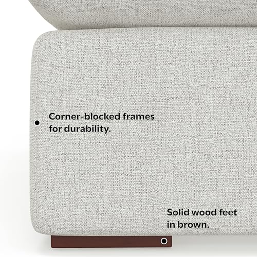 SIMPLIHOME Jasmine 3-Seater Modular Sofa in Velvety Chenille Polyester-Blend Performance Fabric, Cloud Grey, 125-inches Wide, Handcrafted Contemporary-Style Couch for Living Room