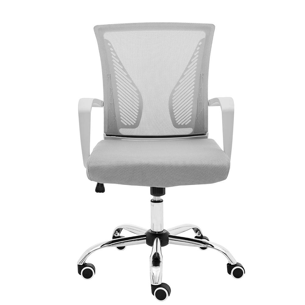 Modern Home Zuna Mid-Back Office Chair - White/Gray, 10.6D x 22.8W x 23.2H Inch