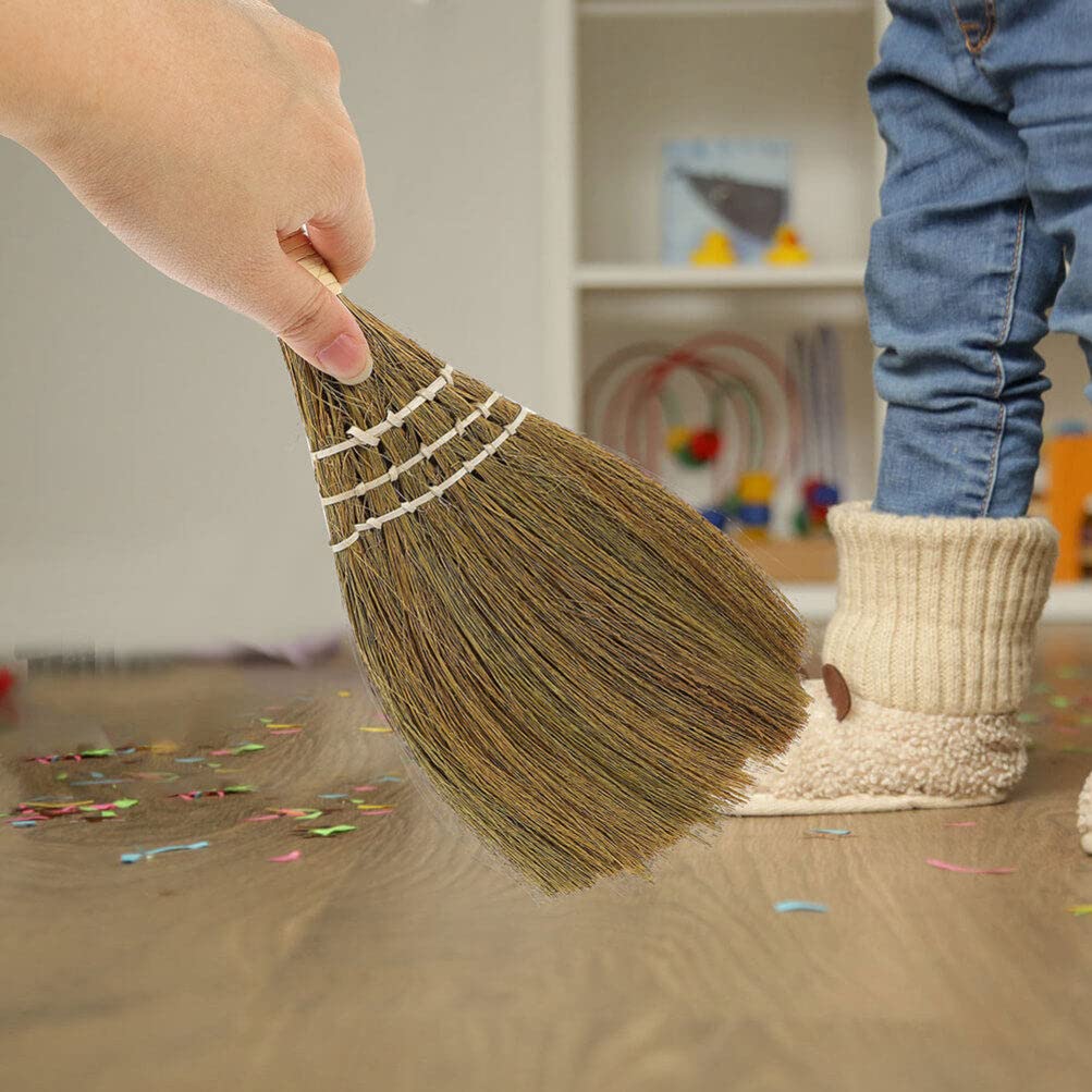 Sweeping Broom Palm Broom Small Natural Whisk Broom Retro Vietnamese Sweeping Broom Desk Cleaning Brush for Courtyard Garage Lobby Mall Market Sidewalks Decks