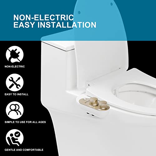 GLIGAM Bidet Attachment for Toilet Warm Water, Ultra-Slim Bidet Hot and Cold,Non-Electric Bidet Attachment for Frontal/Rear Wash, with Retractable Nozzle, Pressure & Angle Controls,Easy to install