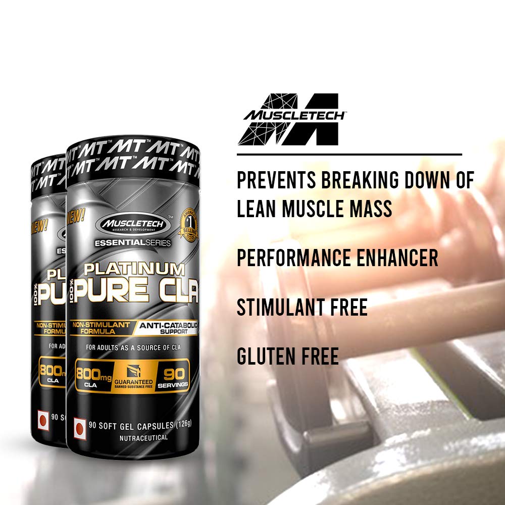 CLA Supplements | MuscleTech Platinum Ultra Pure CLA | 800 mg of CLA per Serving | Conjugated Linoleic Acid | Anti-Catabolic Support | Stimulant-Free Formula | 90 CLA Pills (90 Servings)