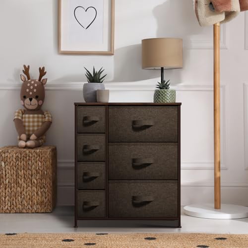 Sorbus Dresser with 7 Drawers - Chest Organizer Tower Unit with Steel Frame, Wood Top, Easy Pull Fabric Bins - Storage Furniture for Bedroom, Hallway, Closet & Office Organization